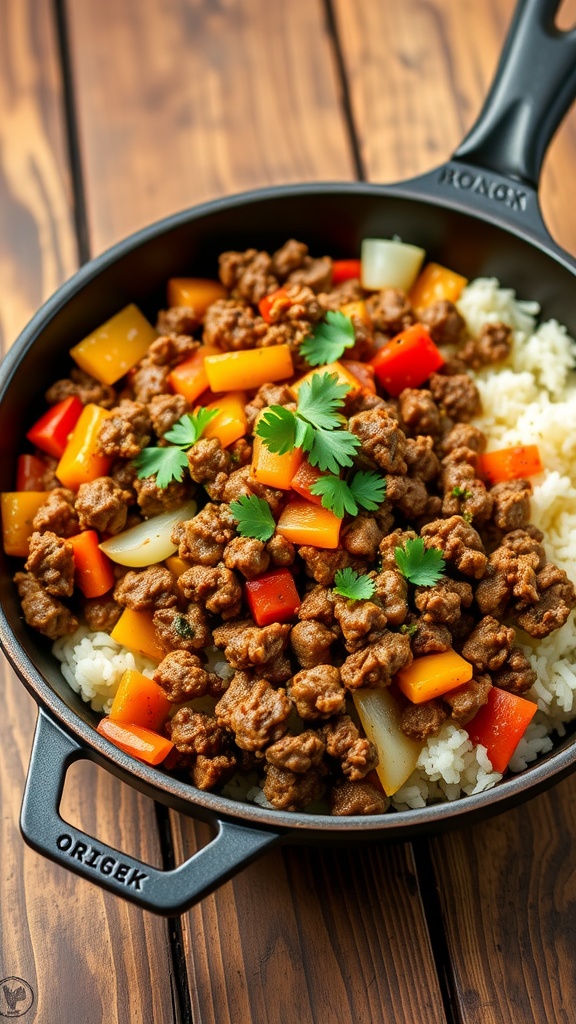 Savory Ground Beef Skillet Dinner for One